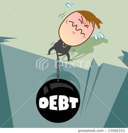 Chains of debt is pull by young businessman - Stock Illustration ...