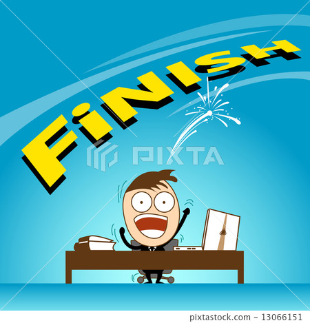 Cute Character Businessman happy when finish a job - Stock Illustration ...
