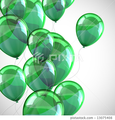 holiday background with flying green balloons - Stock Illustration ...