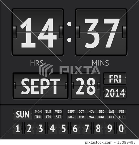 Analog black scoreboard digital week timer -插圖素材 [13089495] - PIXTA圖庫