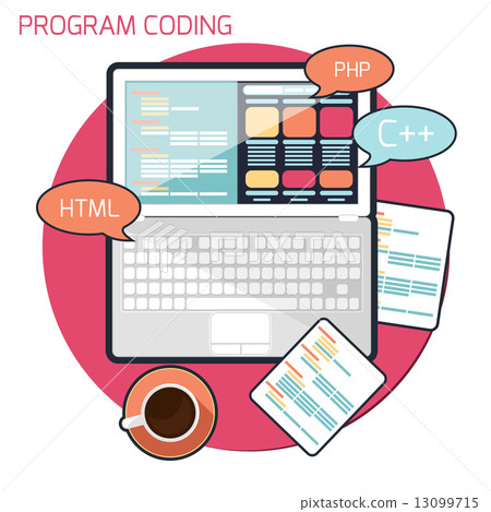 Flat design concept of program coding-插圖素材 [13099715] - PIXTA圖庫