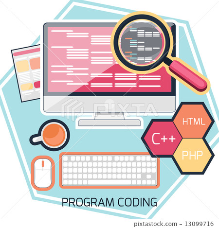 Flat design concept of program coding-插圖素材 [13099716] - PIXTA圖庫