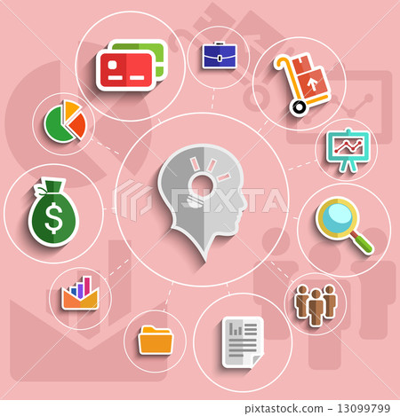 Business management flat design icons set - Stock Illustration ...