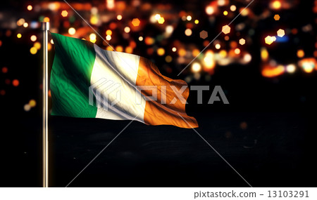 Ireland National Flag City Light Night Bokeh... - Stock Illustration ...