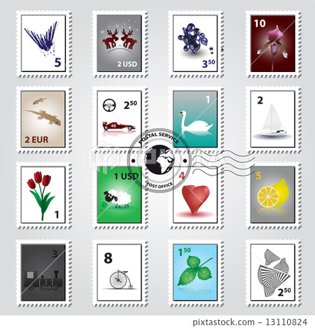 postage stamps color set eps10 - Stock Illustration [13110824] - PIXTA
