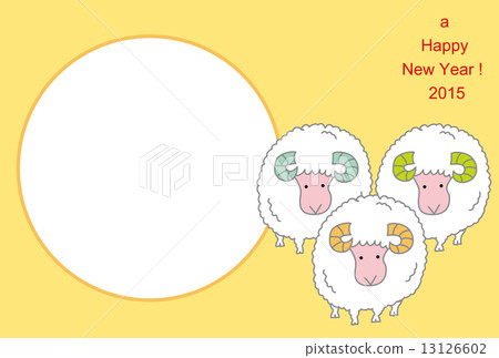 Sheep's New Year's card photo frame - Stock Illustration [13126602] - PIXTA