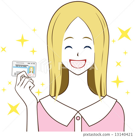 A woman with a driver's license smile - Stock Illustration [13140421 ...