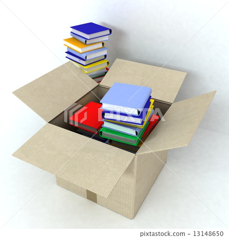 Cardboard box with books on white background - Stock Illustration ...