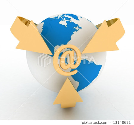 E-Mail Concept with Globe and Arrows, 3d render... - Stock Illustration ...