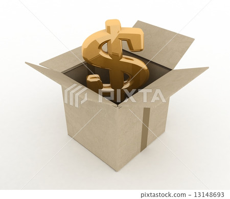 3d illustration of carton box with dollar sign... - Stock Illustration ...