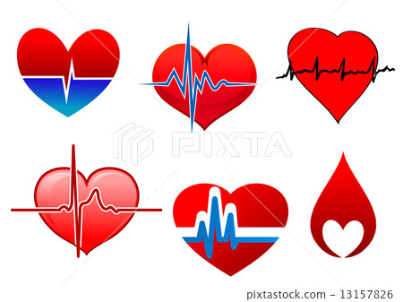 Cardiology symbols and signs with red hearts - Stock Illustration ...