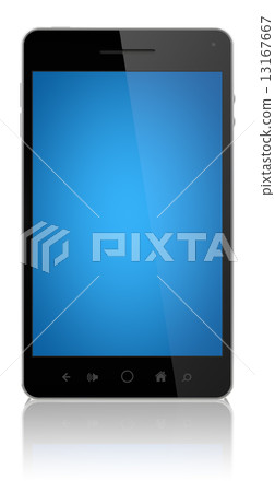 Smart Phone With Blue Screen Isolated - Stock Illustration [13167667 ...