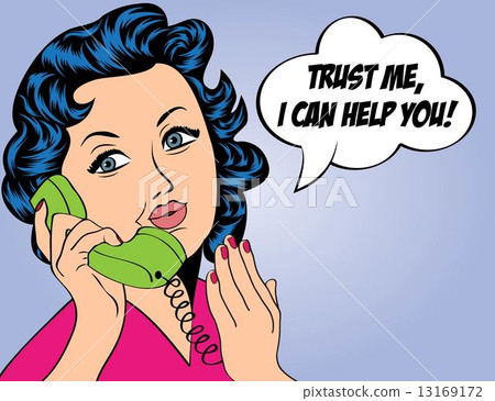 cute retro woman in comics style with message - Stock Illustration ...