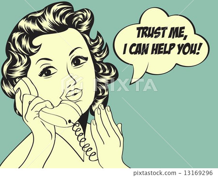 cute retro woman in comics style with message - Stock Illustration ...