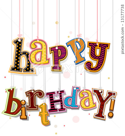 Happy Birthday Greeting On Strings - Stock Illustration [13177738] - PIXTA