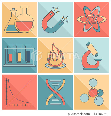 Laboratory equipment icons flat line - Stock Illustration [13186960 ...