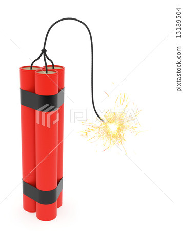 Dynamite with burning wick on white - Stock Illustration [13189504] - PIXTA