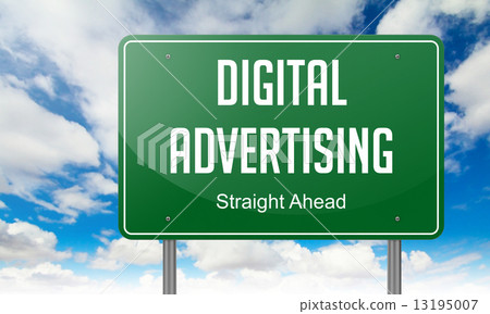 Digital Advertising on Highway Signpost. - Stock Illustration [13195007 ...