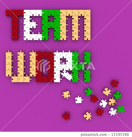 Word consisting of elements of puzzle. 3D image - Stock Illustration ...