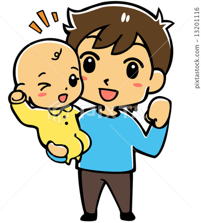 Baby and Dad (Guts pose) - Stock Illustration [13201116] - PIXTA