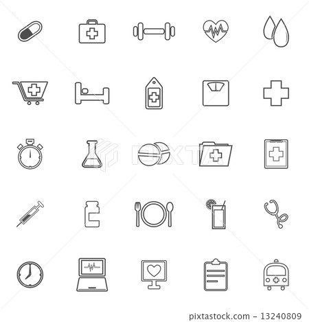 Health line icons on white background - Stock Illustration [13240809 ...