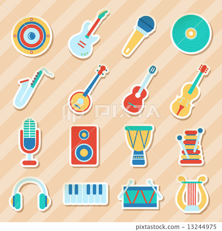 Set of musical stickers. Vector illustration - Stock Illustration ...