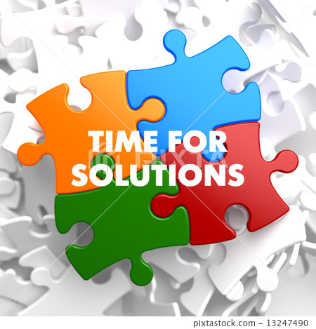 Time for Solutions on Multicolor Puzzle. - Stock Illustration [13247490 ...