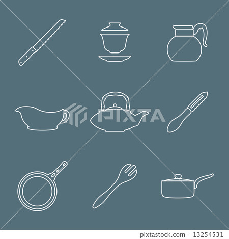 outline design dinnerware icons set - Stock Illustration [13254531] - PIXTA
