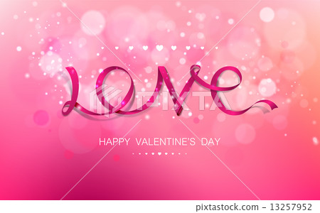 Vector inscription love pink ribbon - Stock Illustration [13257952] - PIXTA