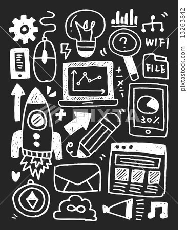 Science elements doodles hand drawn line... - Stock Illustration ...