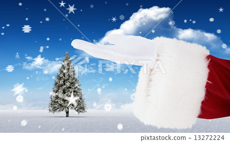 Composite image of santa claus with hand out - Stock Illustration ...