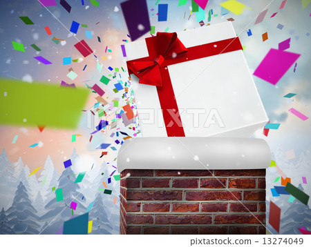 Composite image of chimney filled with gift - Stock Illustration ...