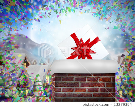 Composite image of chimney filled with gift - Stock Illustration ...