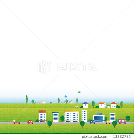 City residential area landscape - Stock Illustration [13282785] - PIXTA