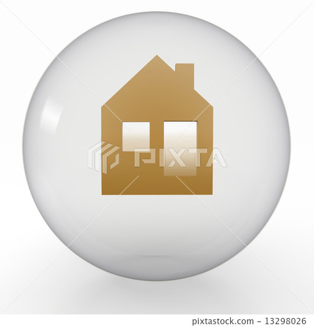 an icon of house is in a transparent ball on... - Stock Illustration ...