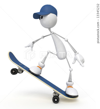 white little man on a board - Stock Illustration [13345232] - PIXTA