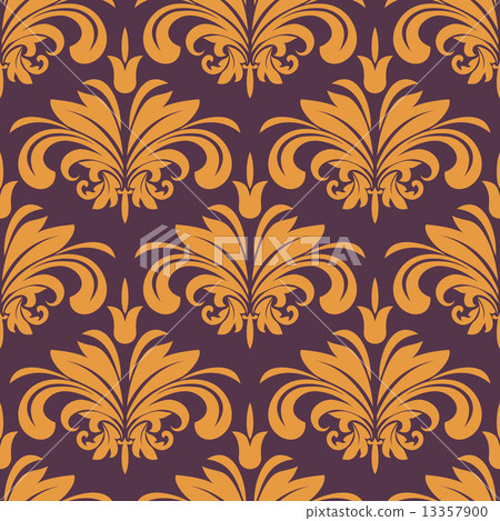 Orange flourish seamless background-插圖素材 [13357900] - PIXTA圖庫