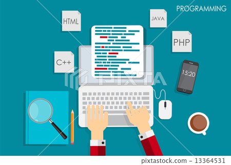 Programming Coding Flat Concept Vector... - Stock Illustration ...