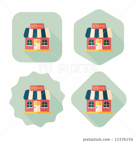 Building shop store flat icon with long... - Stock Illustration ...