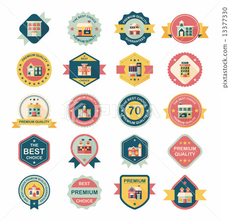 Building badge flat design background set, eps10 - Stock Illustration ...
