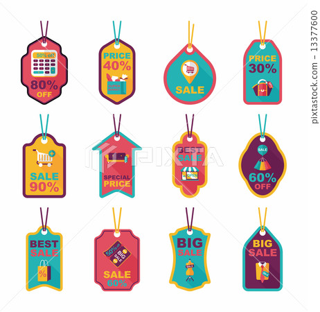 shopping tag banner flat design background set,... - Stock Illustration ...