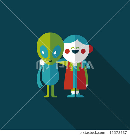Space alien friendship flat icon with long... - Stock Illustration ...