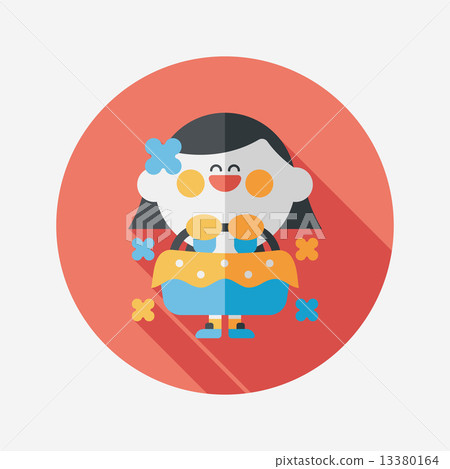 wedding flower girl flat icon with long...-插圖素材 [13380164] - PIXTA圖庫