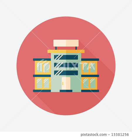 Commercial Building flat icon with long... - Stock Illustration ...