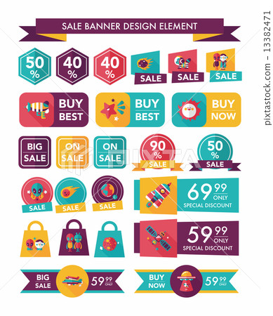 Space sale banner flat design background set,... - Stock Illustration ...