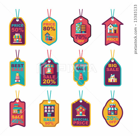 Building tag flat design background set, eps10 - Stock Illustration ...