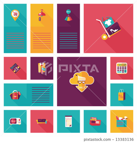 shopping ui flat design background set, eps10 - Stock Illustration ...