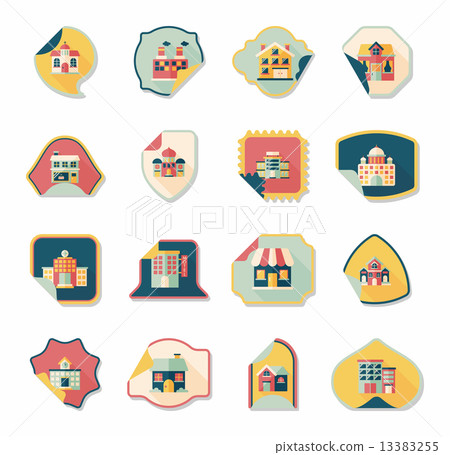 Building sticker flat design background set, eps10 - Stock Illustration ...