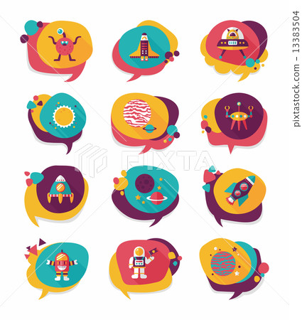 Space speech bubble flat design background set,... - Stock Illustration ...