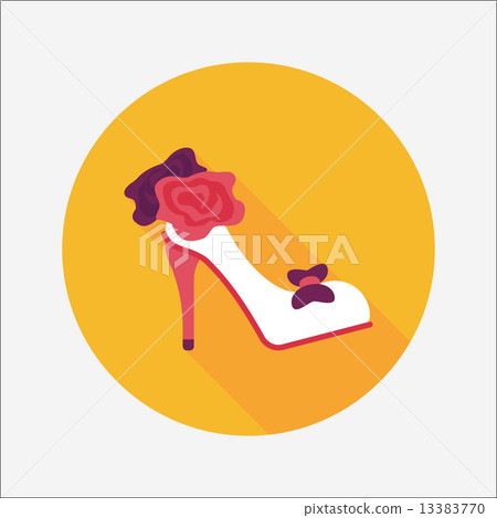Wedding high-heeled shoes flat icon with long... - Stock Illustration ...